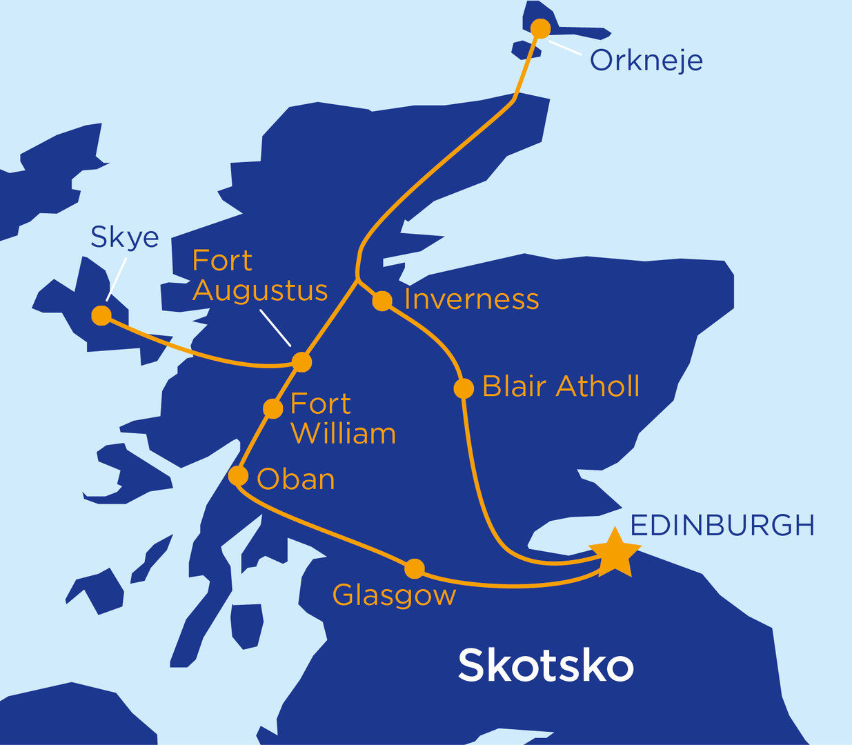 Orkneje a ostrov Sky - mapa - Meditravel